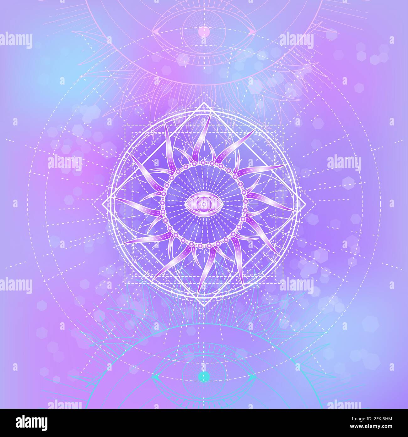 Vector illustration of Sacred geometry symbol on abstract background ...