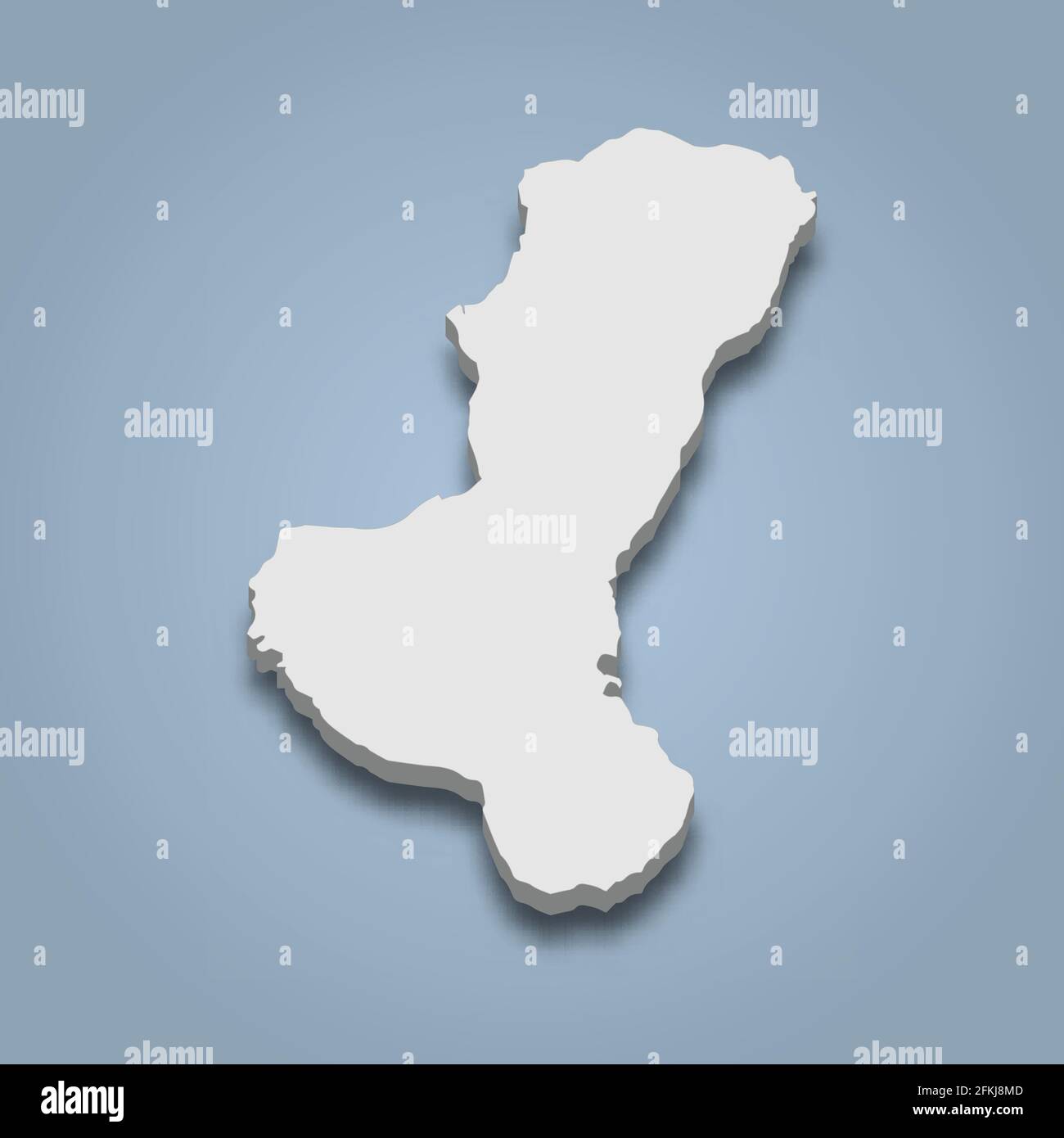 3d isometric map of Negros is an island in Philippines, isolated vector ...