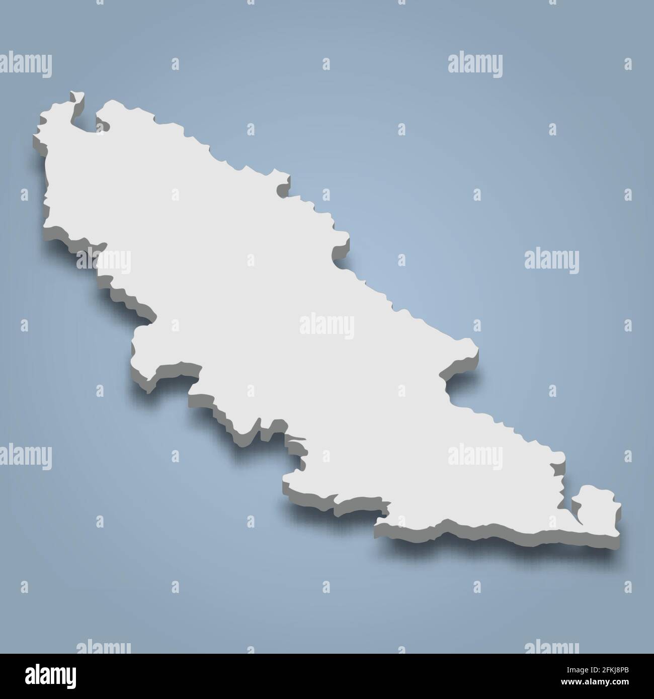3d isometric map of Paxos is an island in Ionian Islands, isolated ...