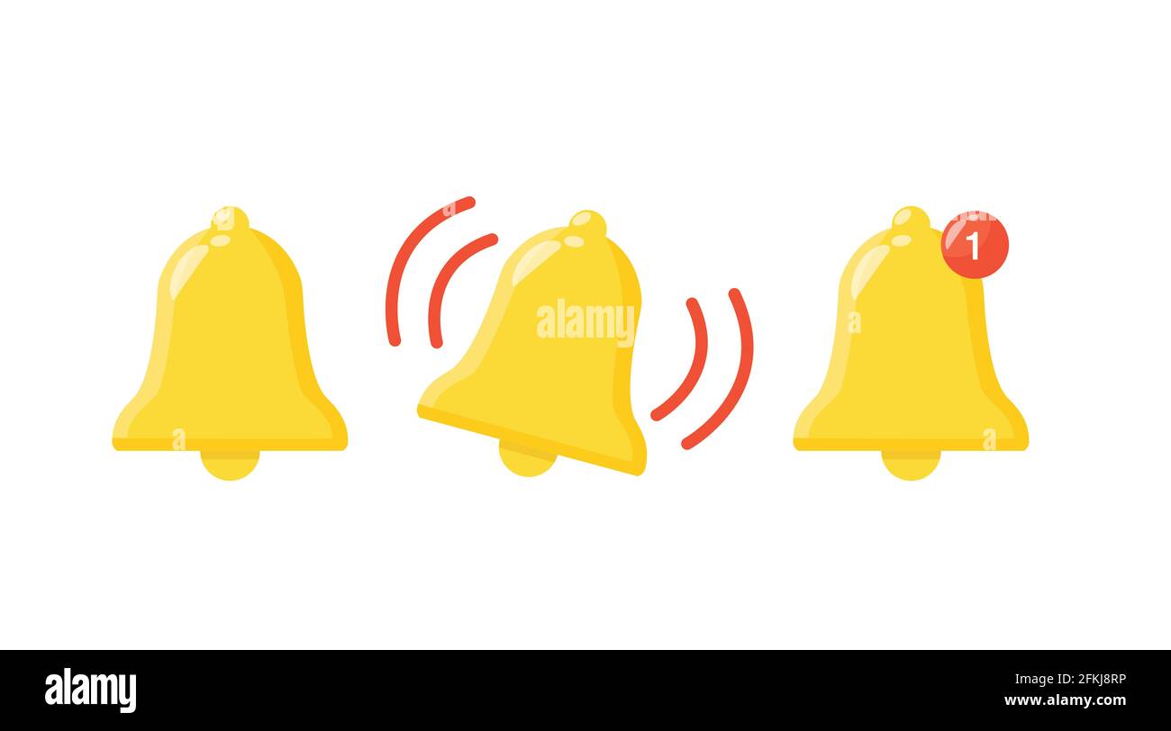 Notification ring icon. Set of notification bells. Vector isolated flat ...