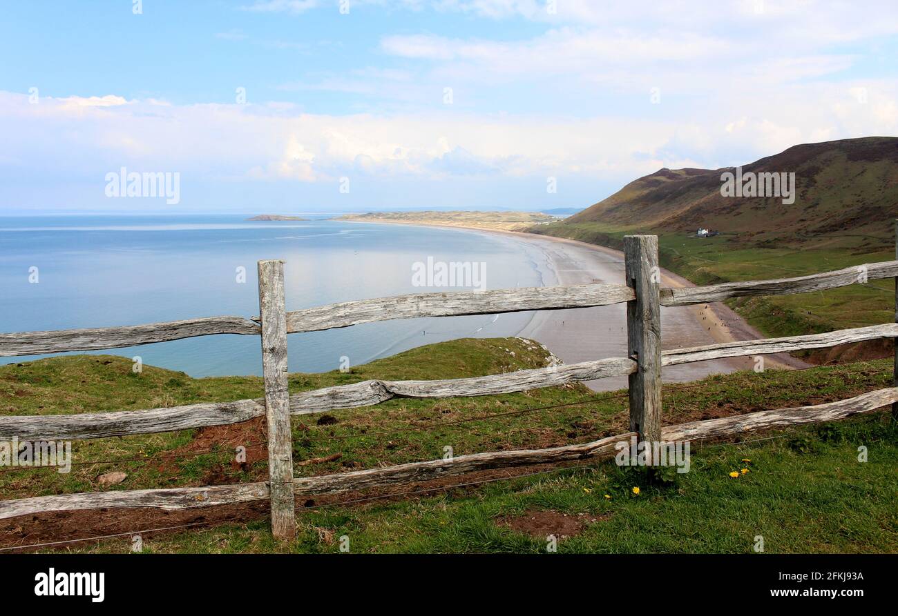 The view of Rhossili Bay on the Gower Peninsula, Wales Stock Photo - Alamy
