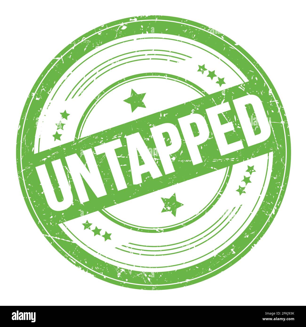 UNTAPPED text on green round grungy texture stamp Stock Photo - Alamy
