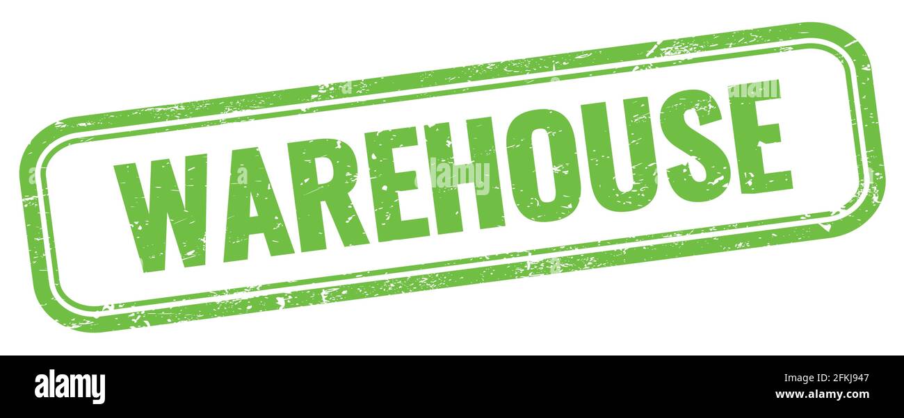 WAREHOUSE text on green grungy vintage rectangle stamp Stock Photo - Alamy