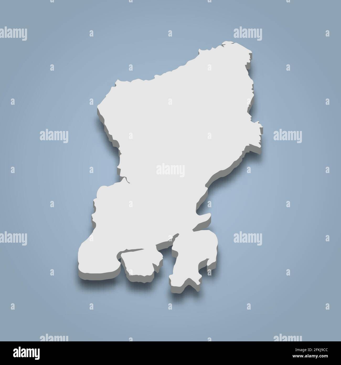 3d isometric map of Muna is an island in Indonesia, isolated vector ...