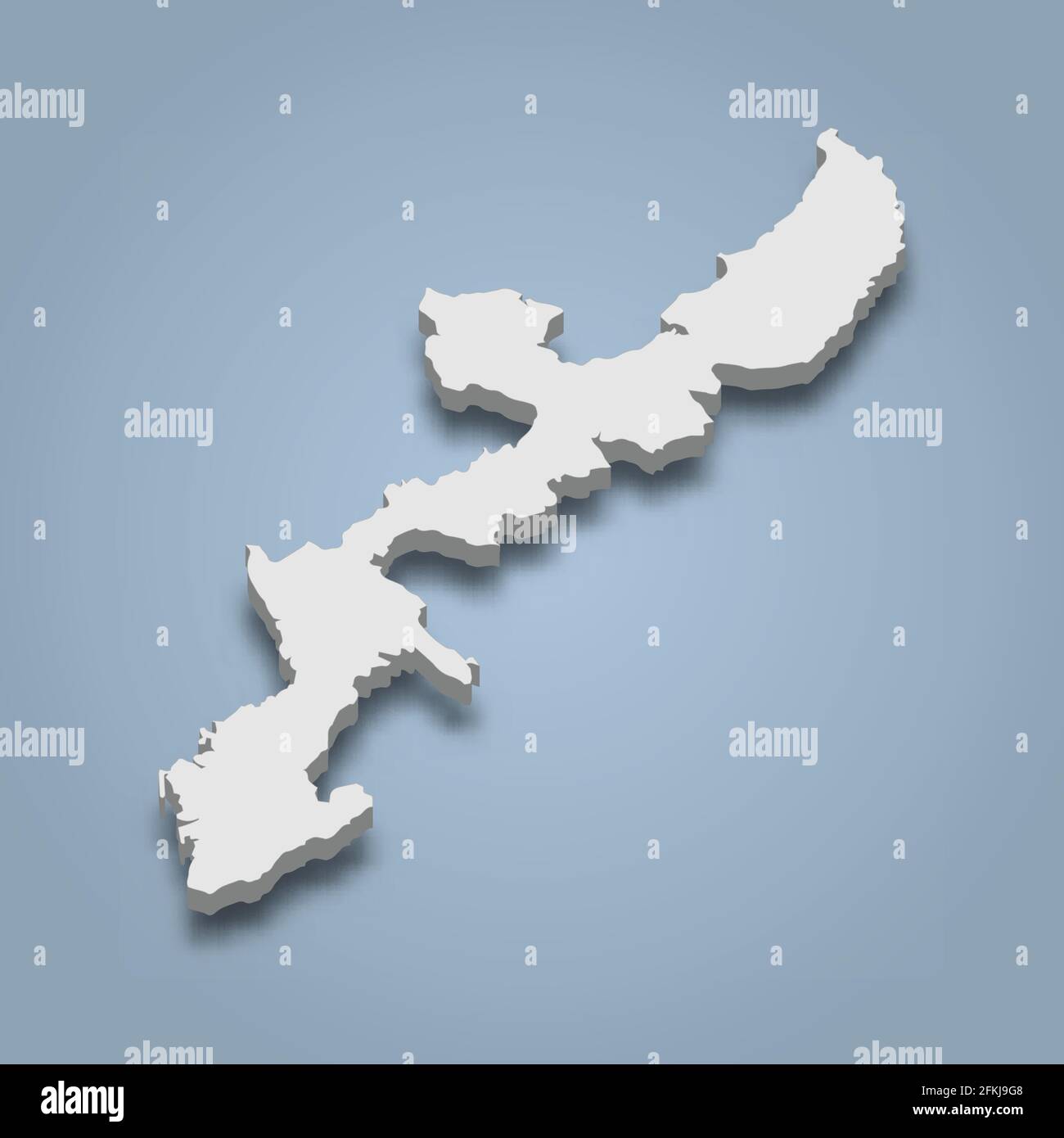 3d isometric map of Okinawa is an island in Japan, isolated vector ...
