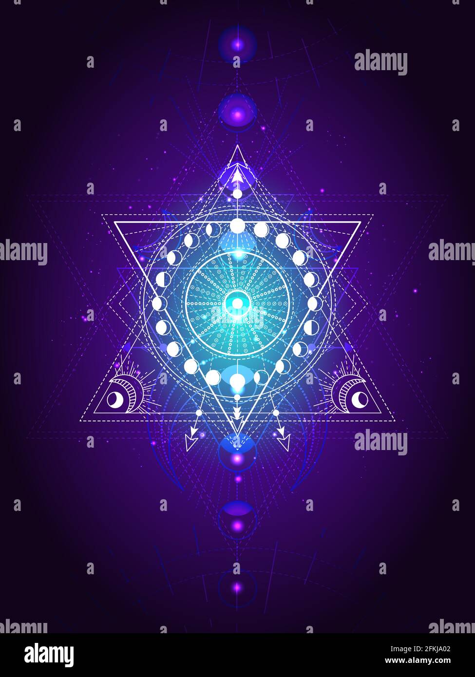Vector illustration of Sacred geometry symbol on abstract background ...