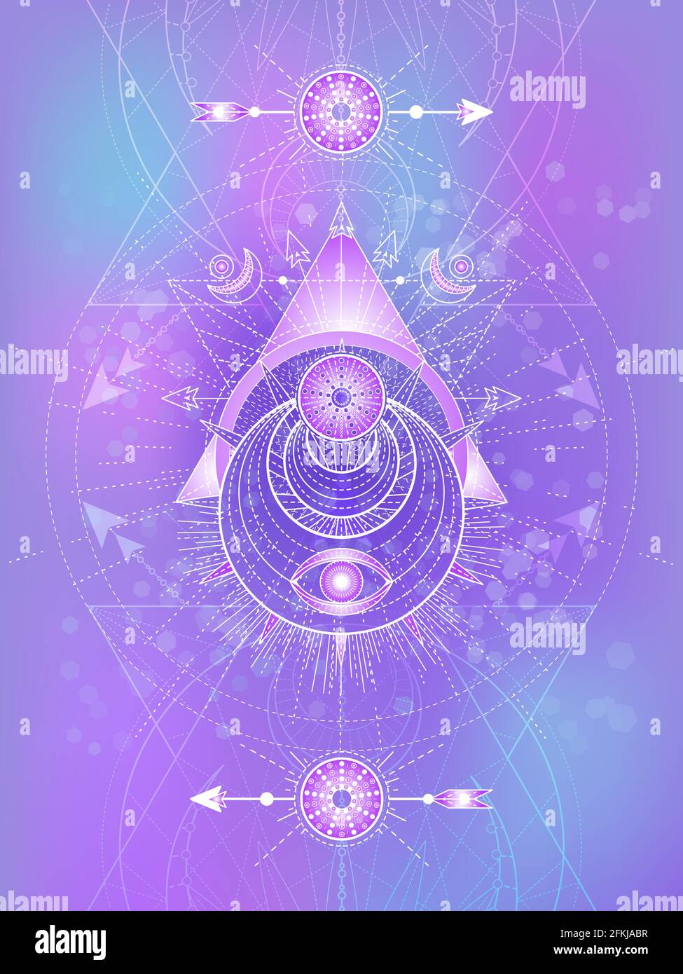 Vector illustration of Sacred geometry symbol on abstract background ...