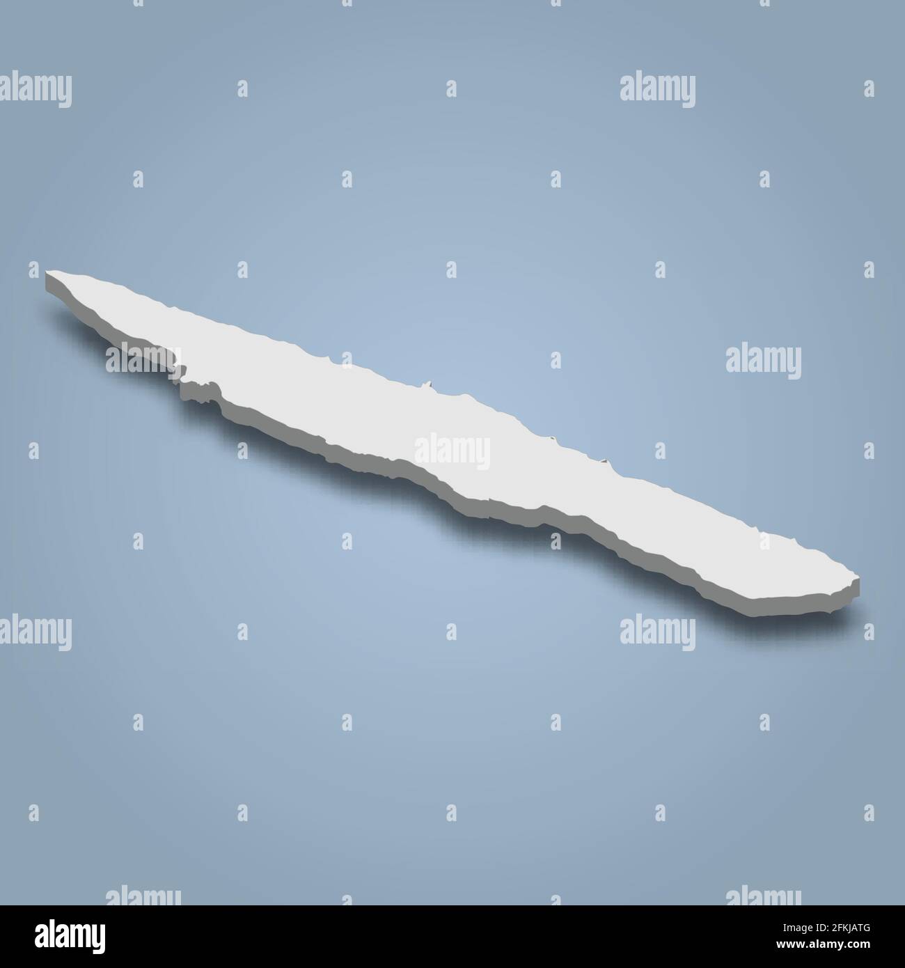3d isometric map of Sao Jorge is an island in Azores islands, isolaated ...