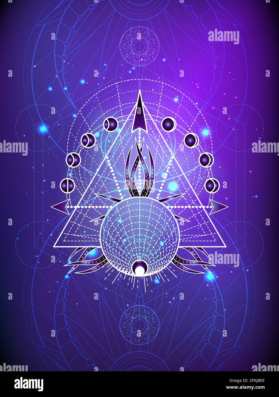 Vector illustration of Sacred geometry symbol on abstract background ...