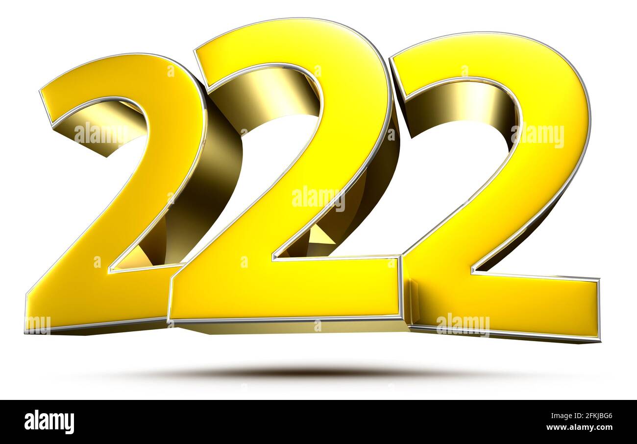 222 gold 3D illustration on white background with clipping path Stock ...