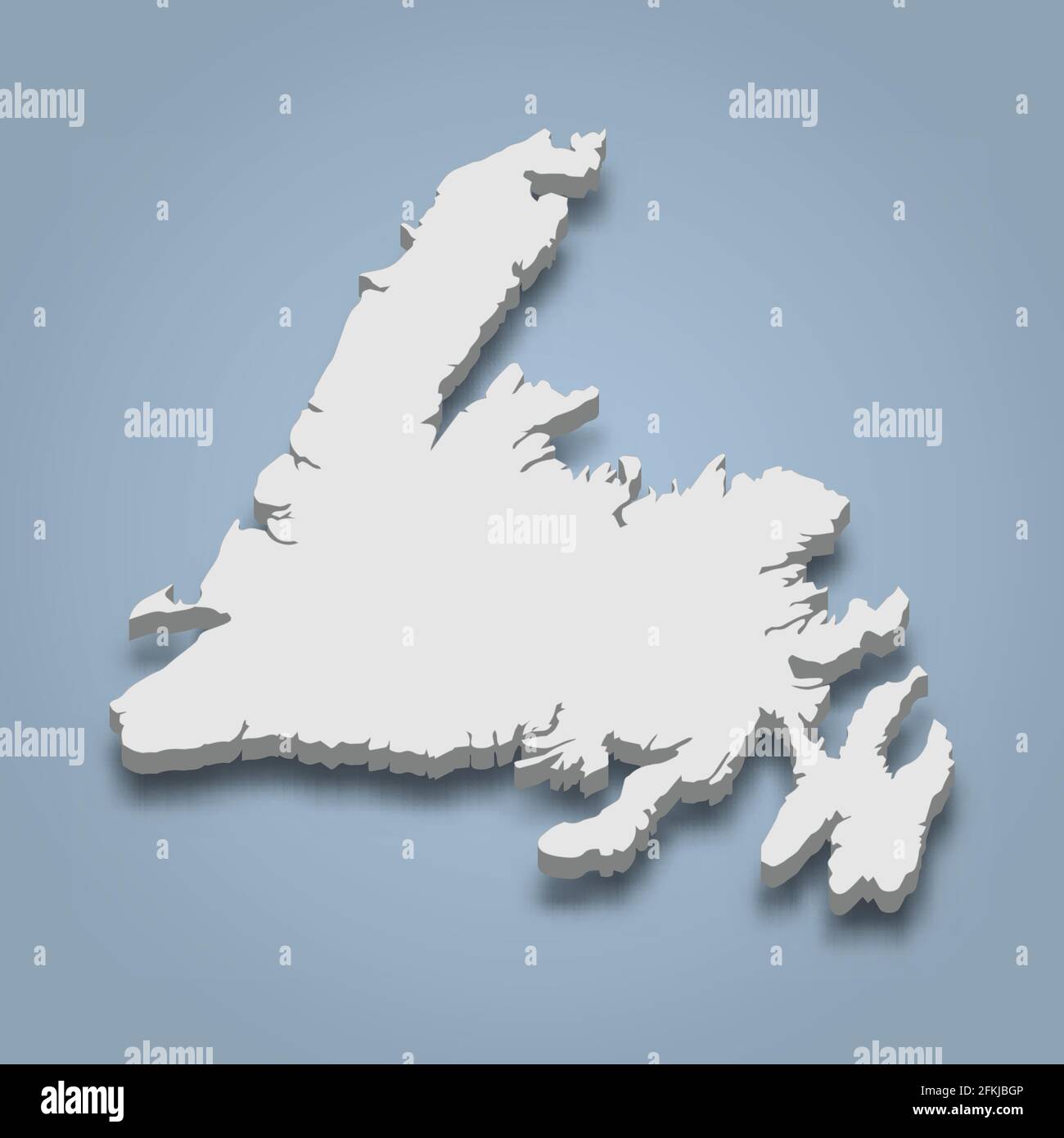 3d isometric map of Newfoundland is an island in Canada, isolated ...
