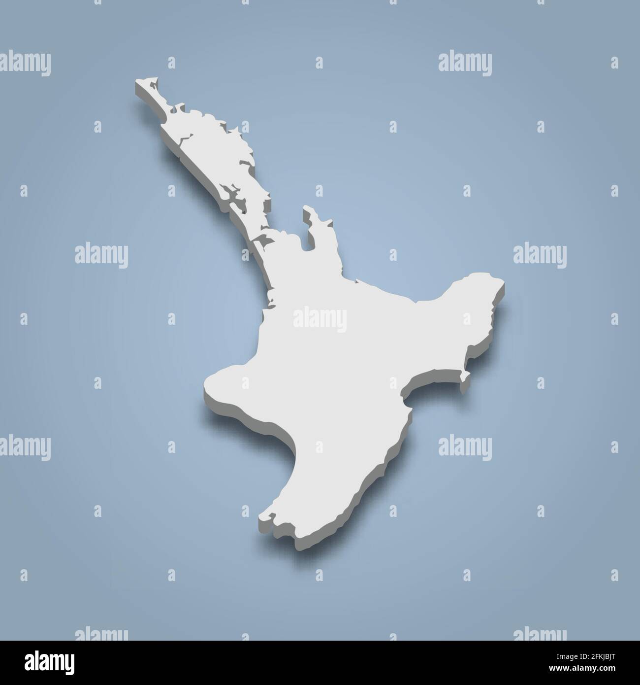 3d isometric map of North Island is an island in New Zealand, isolated ...