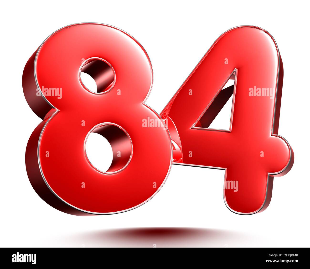Red numbers 84 on white background 3D rendering with clipping path ...