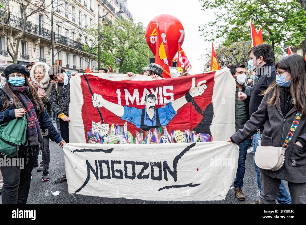 Paris, France. 1st May, 2021. Paris May Day protest brings together the ...