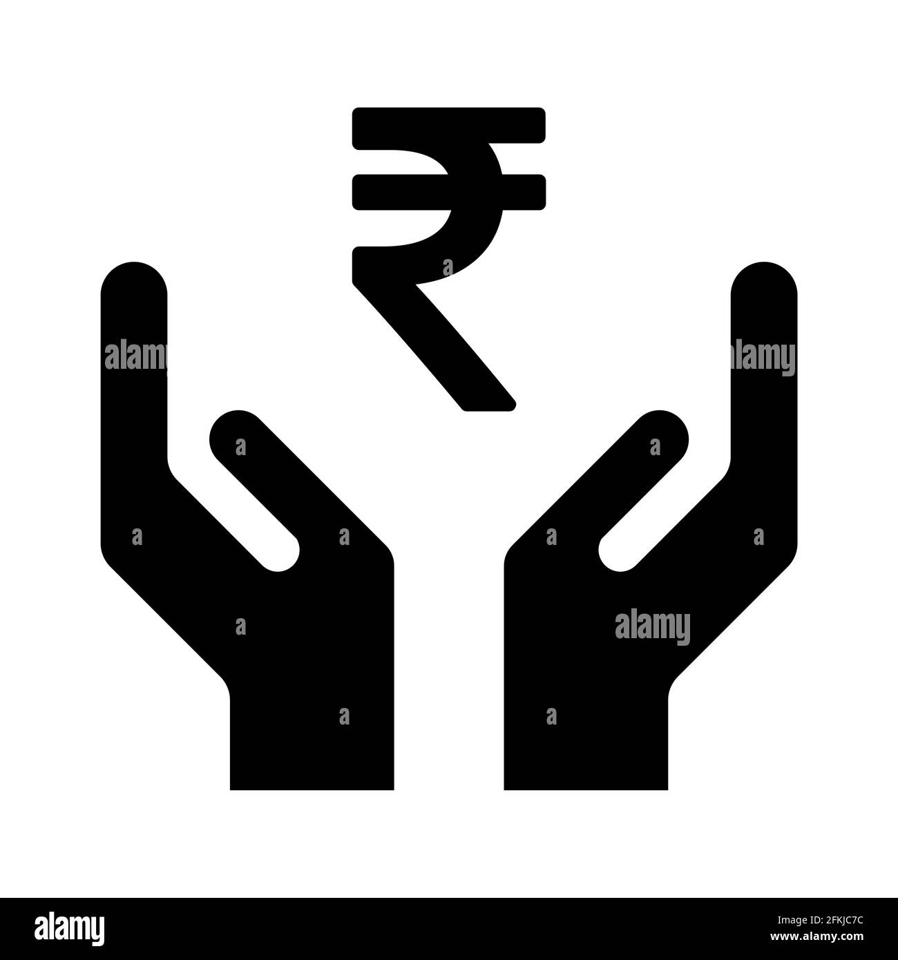 Hope icon, human hand with rupee symbol, help and protection graphic ...