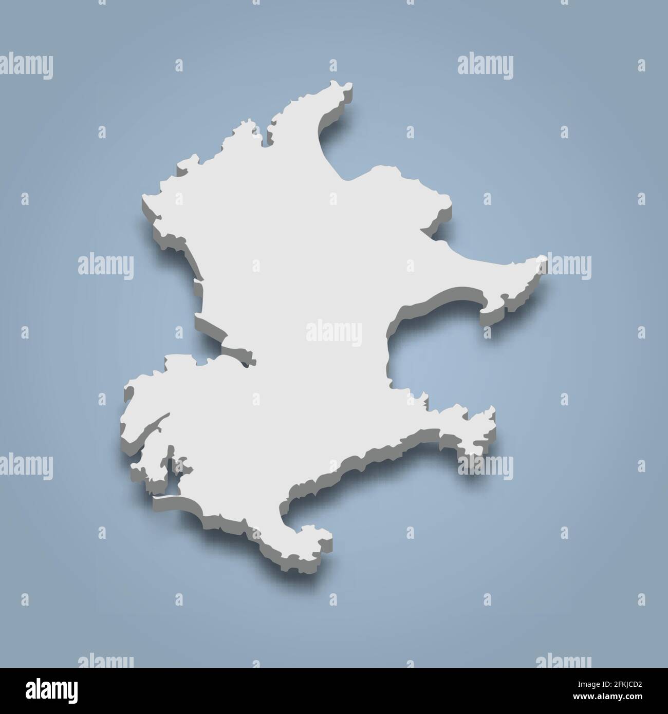3d isometric map of Pingtan is an island in China, isolated vector ...