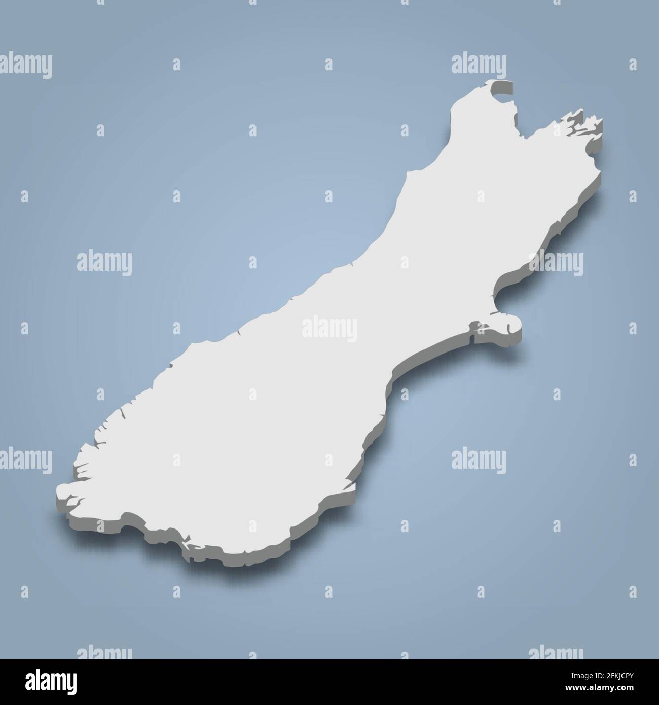 3d isometric map of South Island is an island in New Zealand, isolated ...