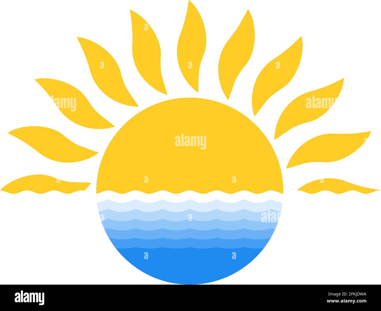 Sunrise or Sunset vector symbol with water on white isolated background ...