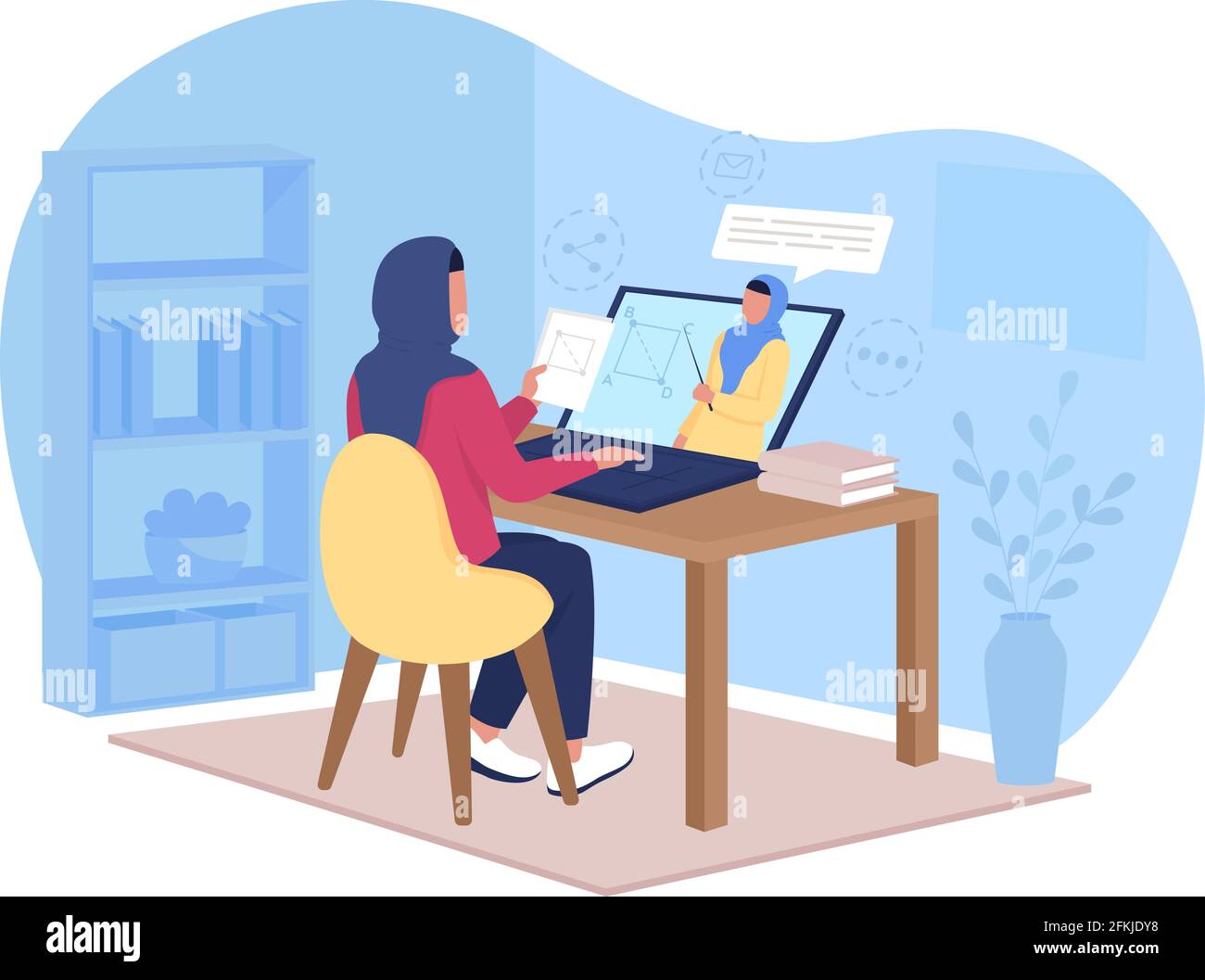 Distance mathematics lecture 2D vector web banner, poster Stock Vector ...