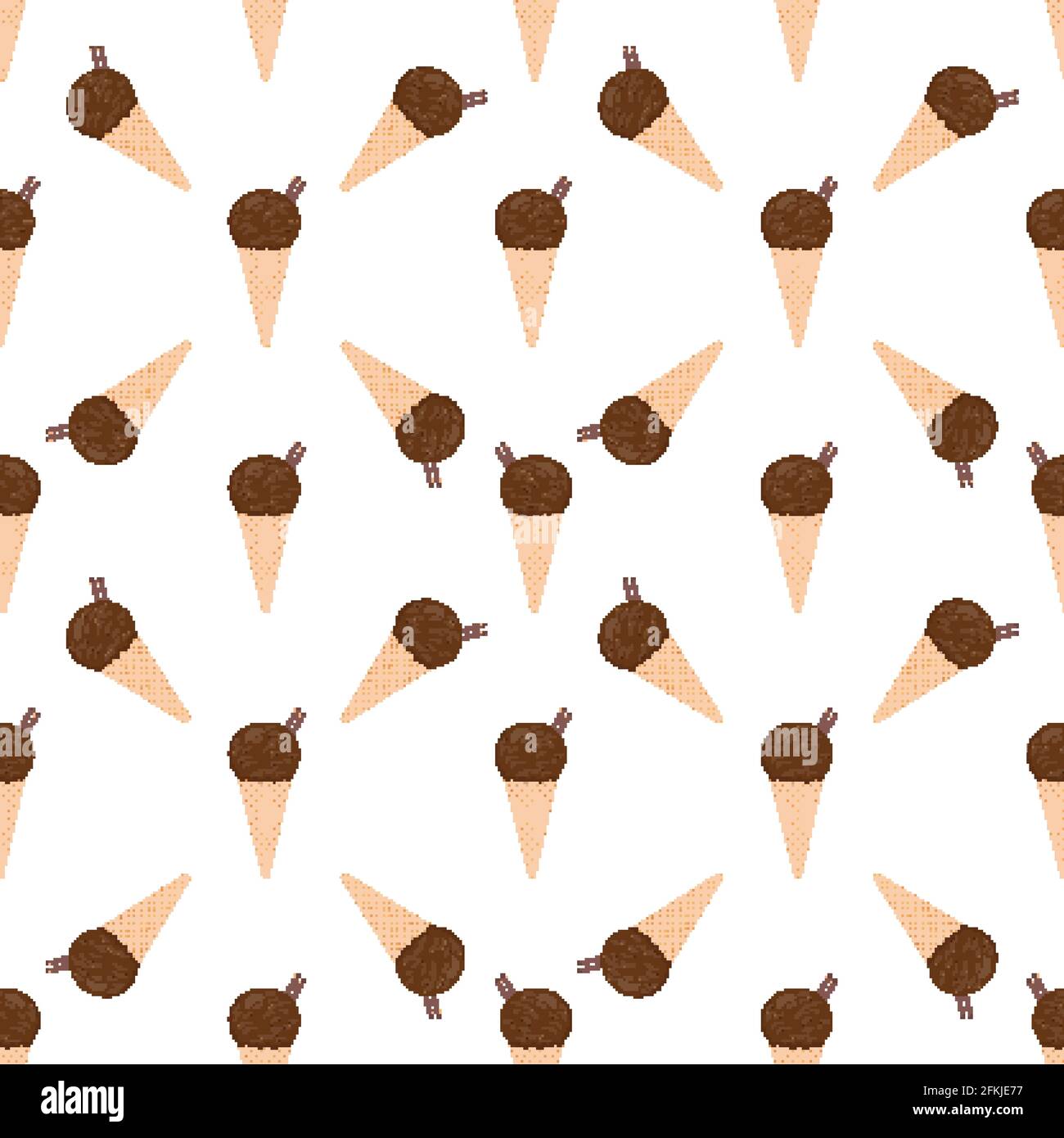 Chocolate ice creams waffle cones seamless pattern. National Chocolate ...
