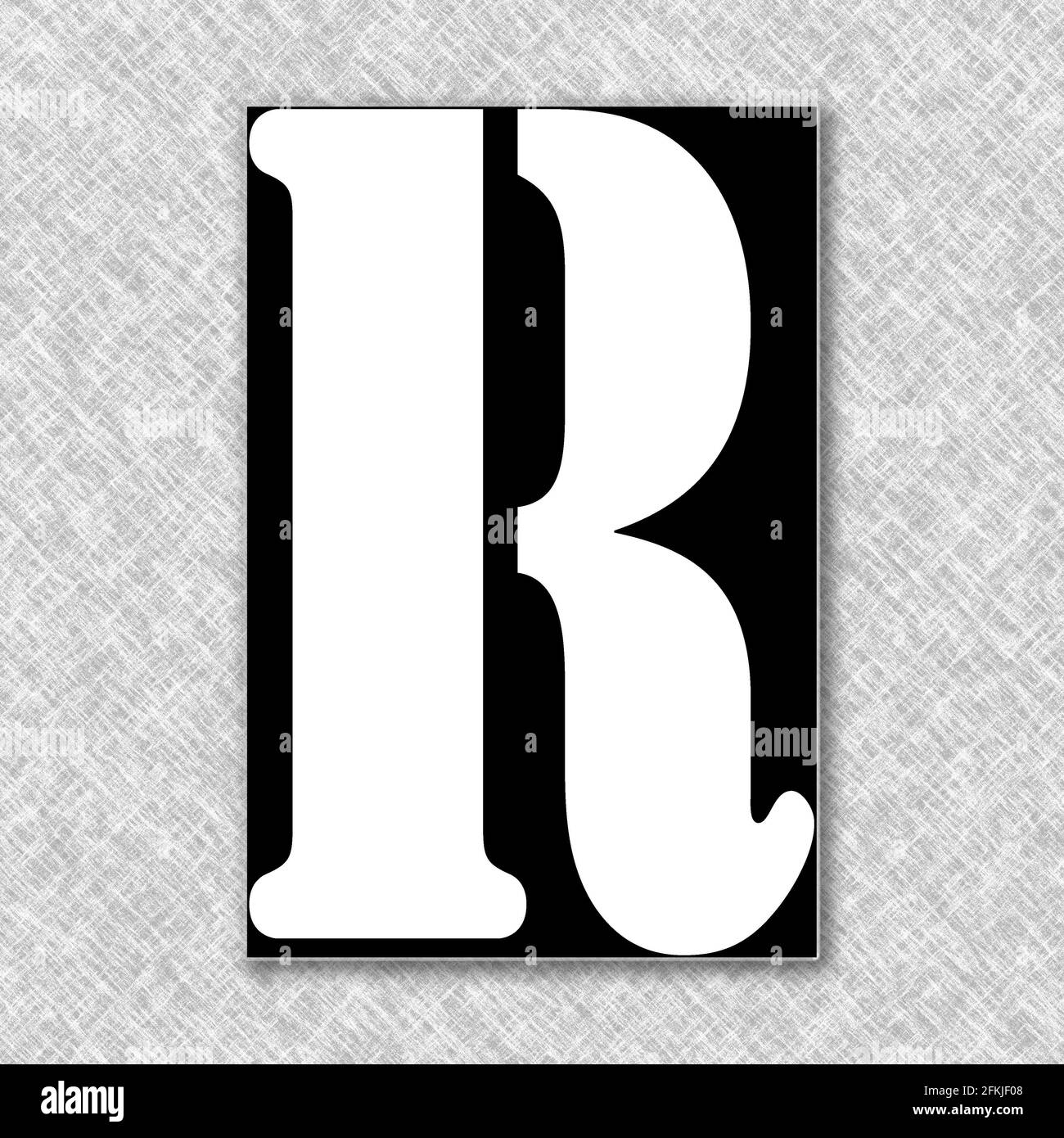 square graphic with the upper-case character R as white capital letter ...