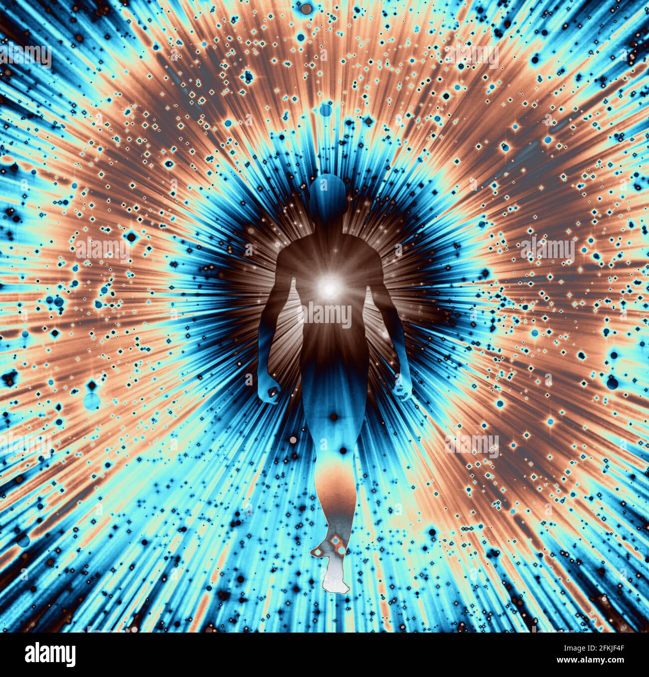 Human figure emerges from light. 3D rendering Stock Photo - Alamy