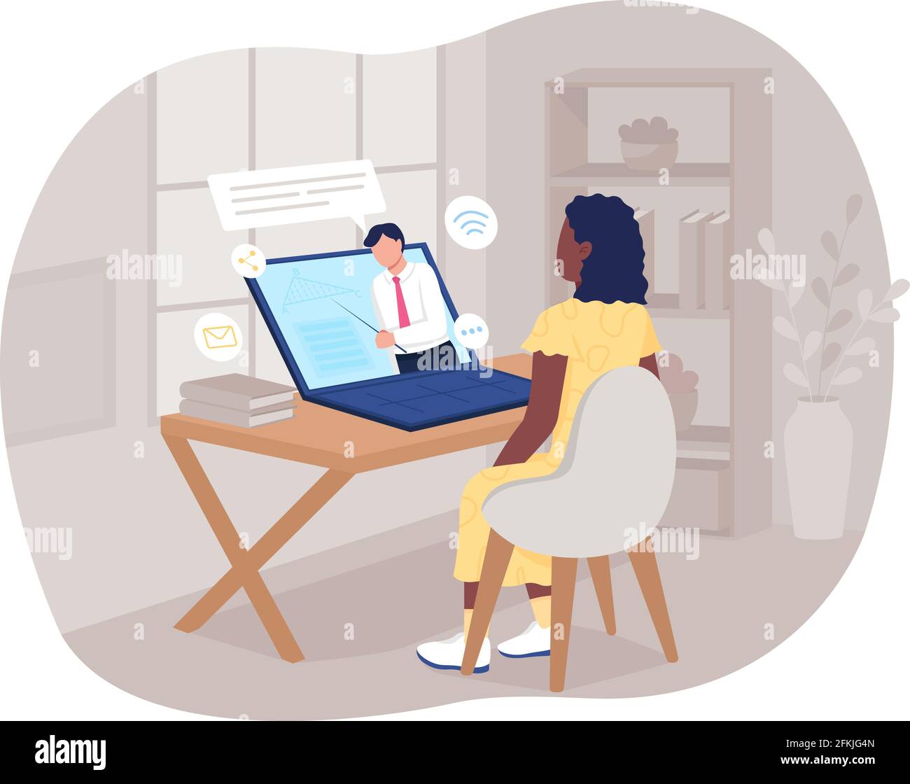 Remote mathematics seminar 2D vector web banner, poster Stock Vector ...