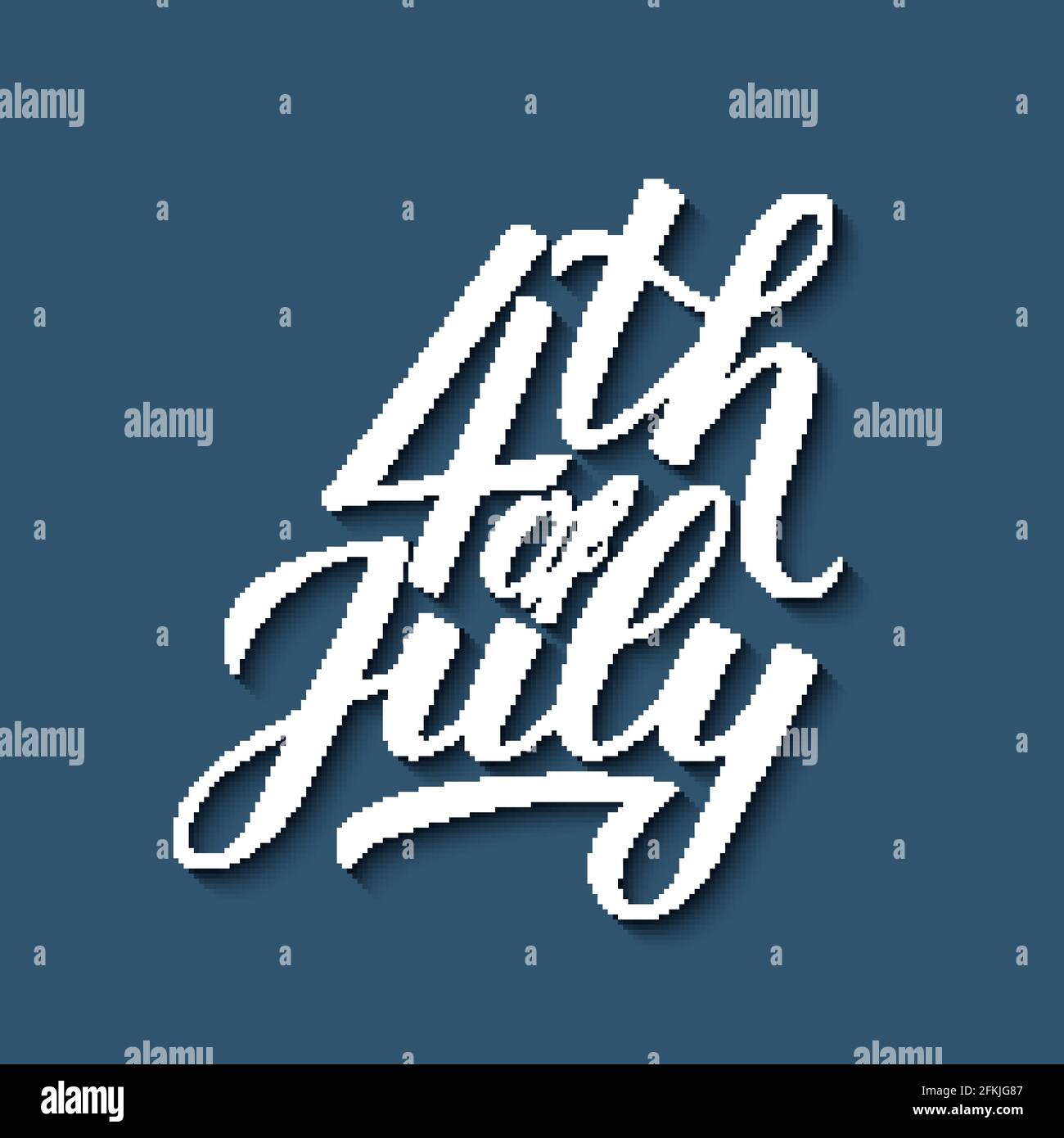4th of July calligraphy hand lettering on blue background. USA ...