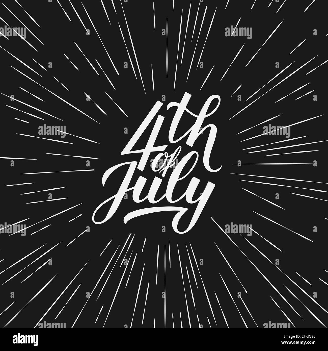 4th of July calligraphy hand lettering with fireworks. Independence Day ...