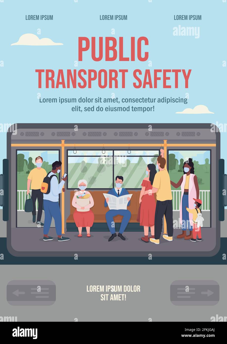 Public transport safety poster flat vector template Stock Vector Image ...