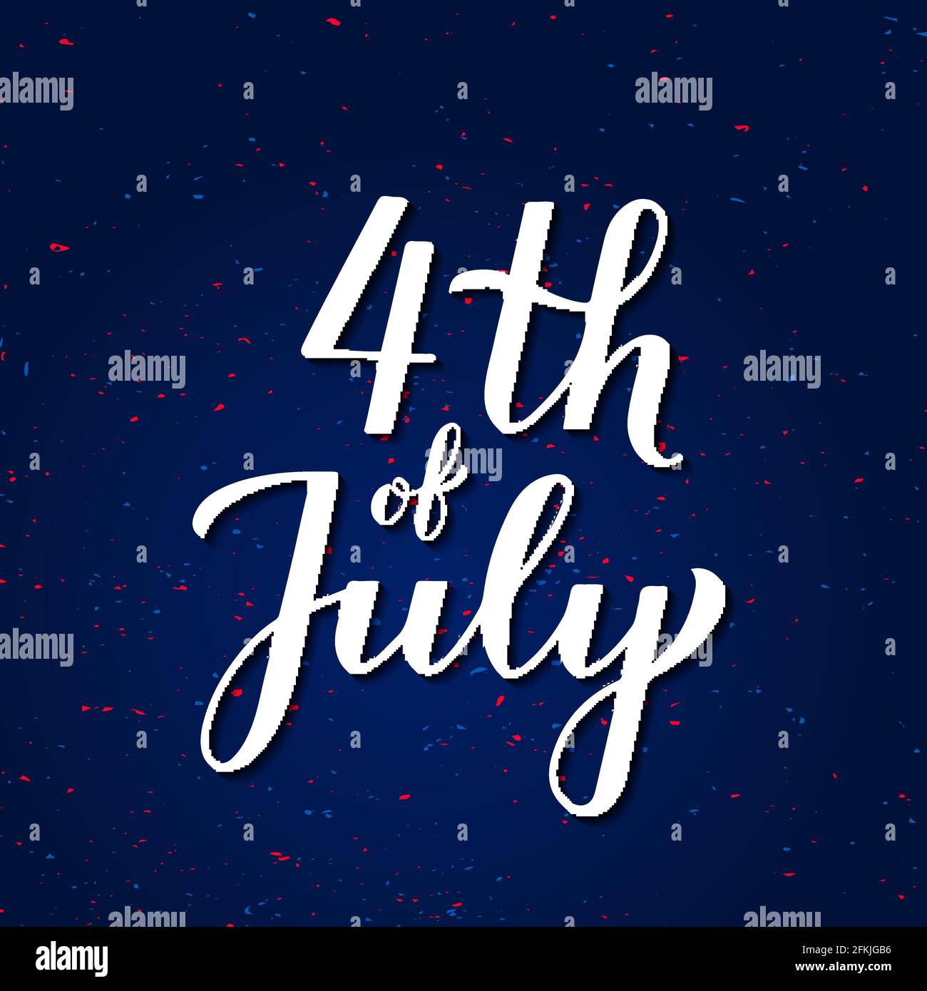 4th of July calligraphy hand lettering isolated blue background. USA ...