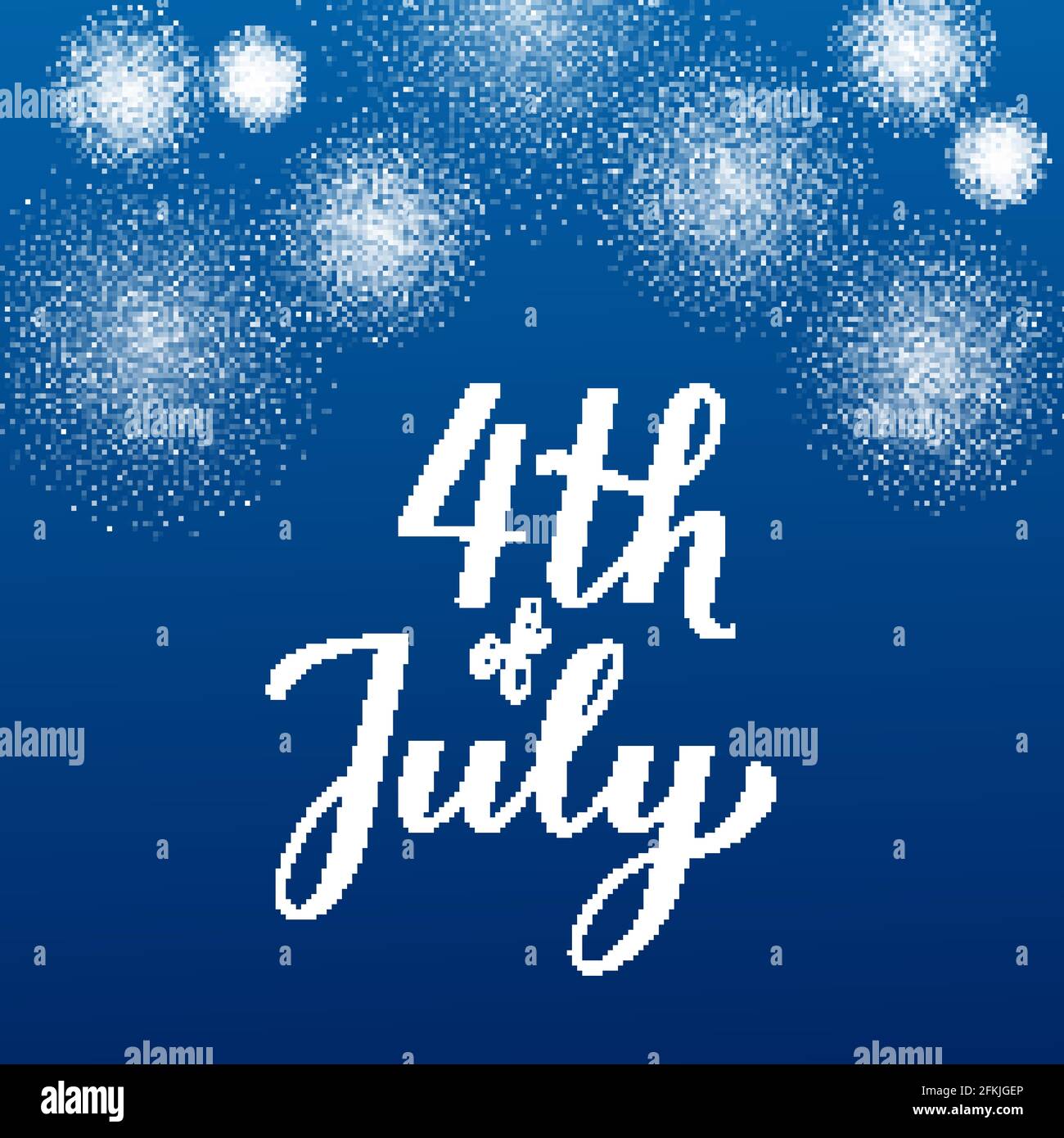 4th of July calligraphy hand lettering with fireworks in sky ...