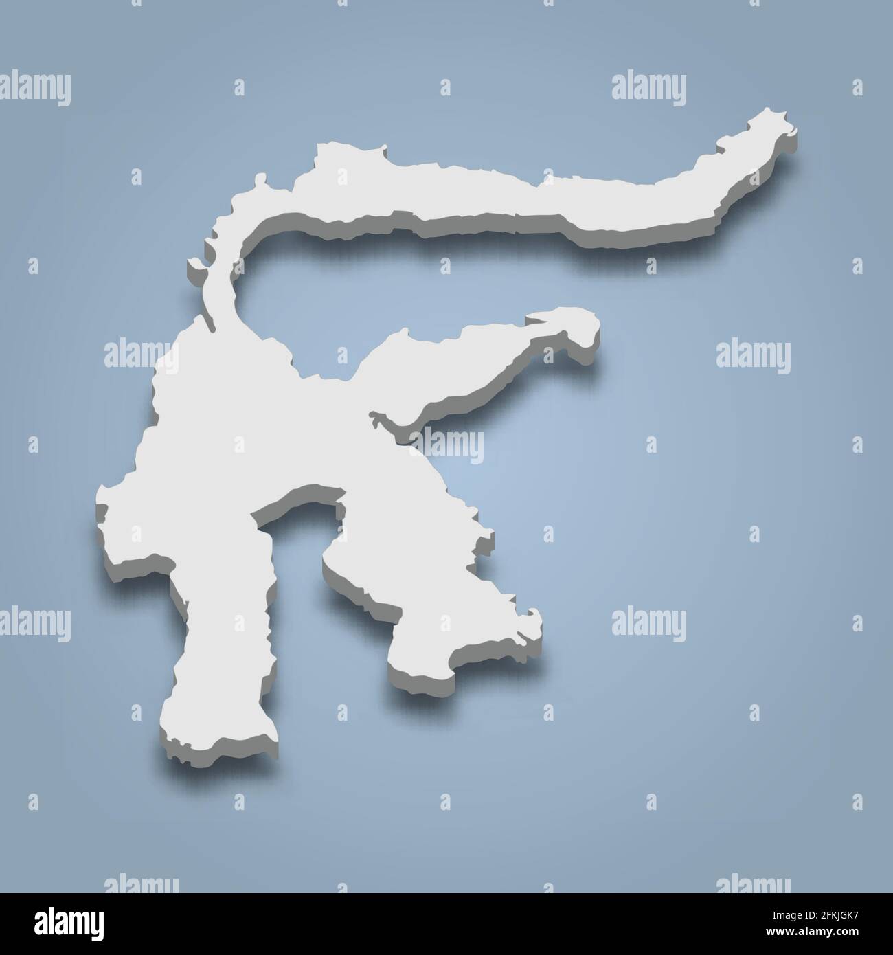 3d isometric map of Sulawesi is an island in Indonesia, isolated vector ...