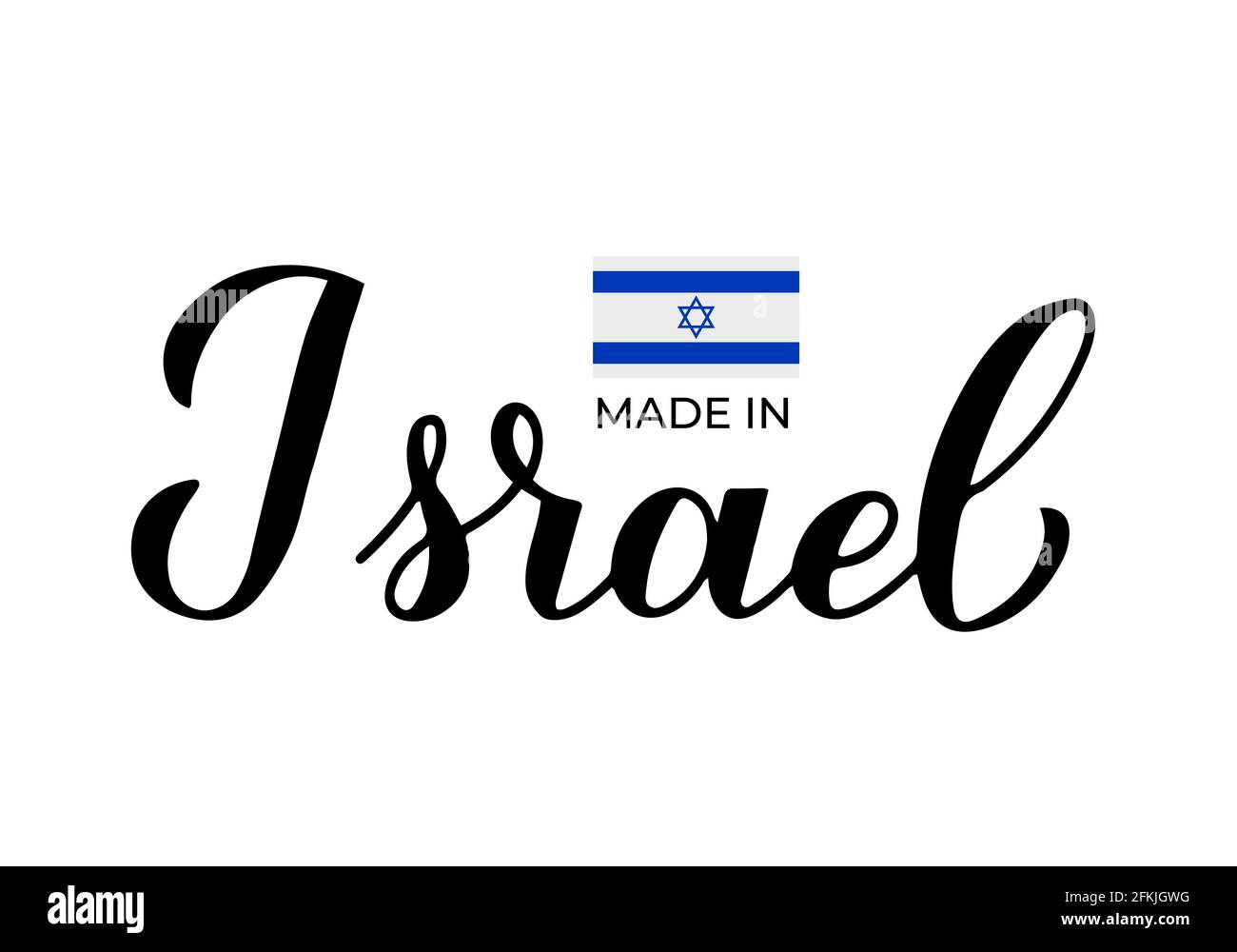 Made in Israel handwritten label. Quality mark vector icon. Calligraphy ...