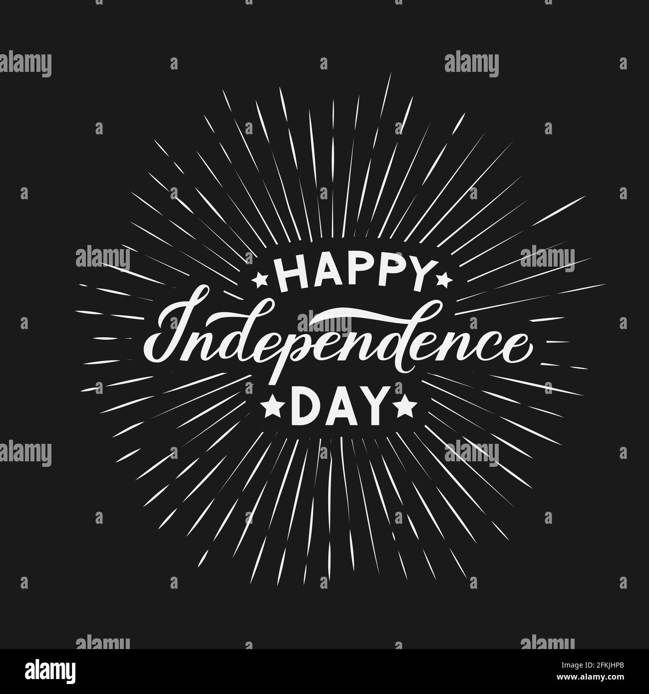 Happy Independence Day calligraphy hand lettering with fireworks. 4th ...