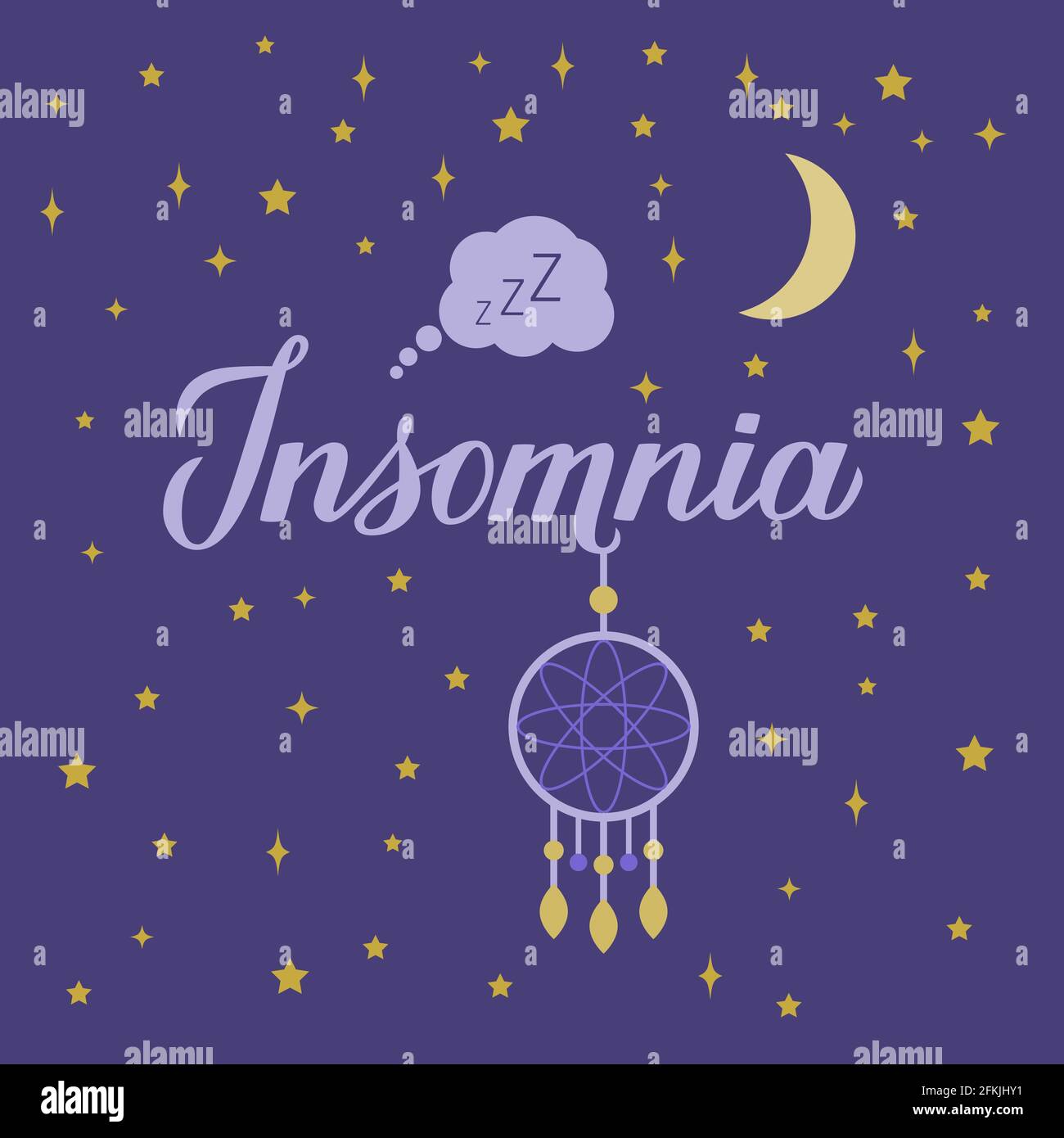 Insomnia calligraphy hand lettering on dark blue sky background ...