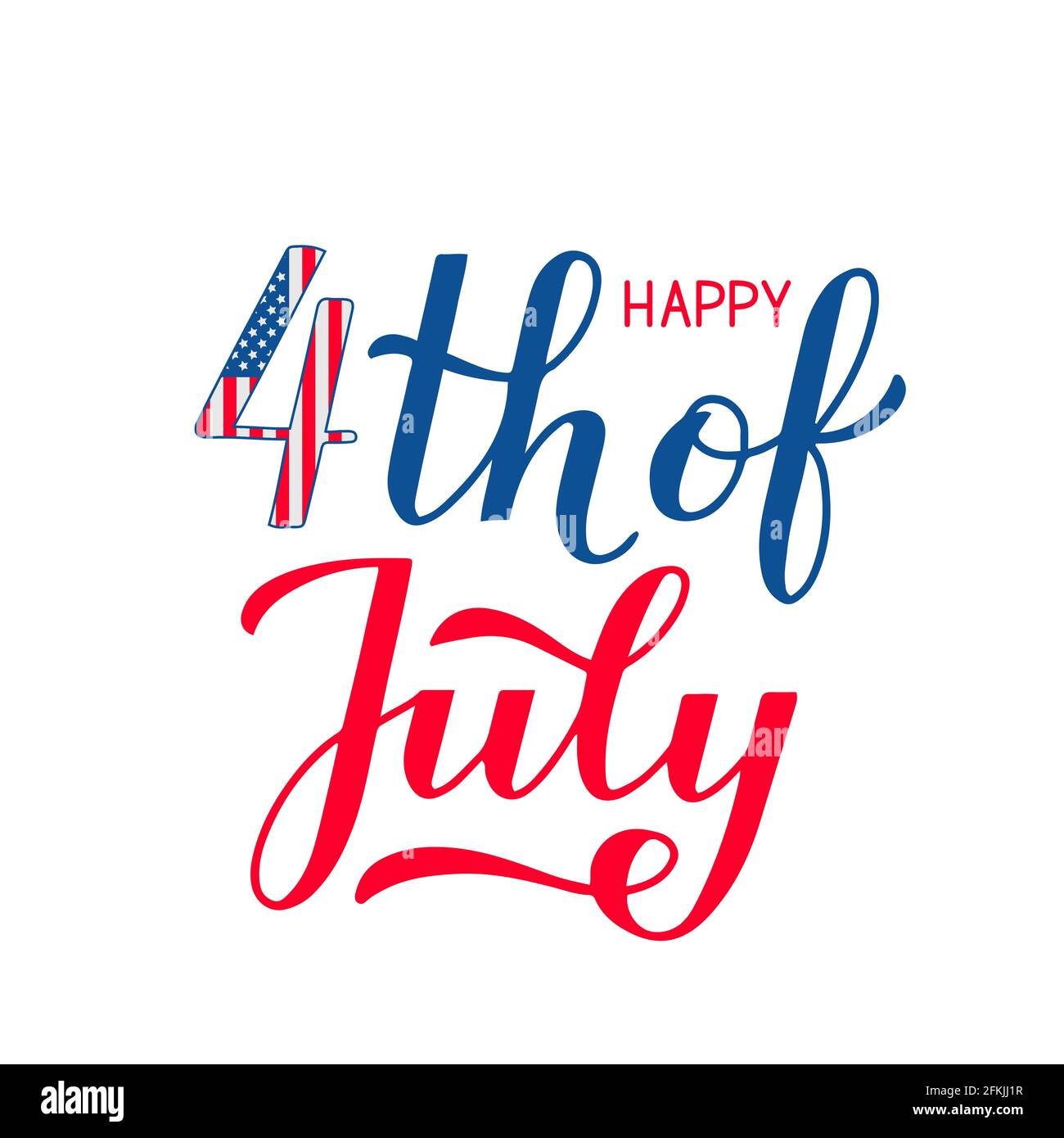 4th of July calligraphy hand lettering isolated on white. USA ...