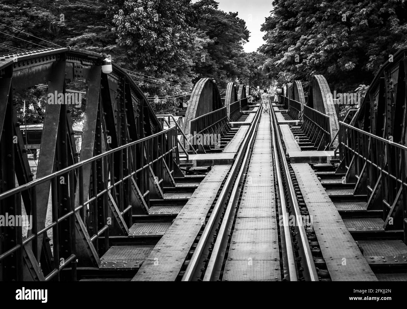 Iron bridge on river Black and White Stock Photos & Images - Alamy