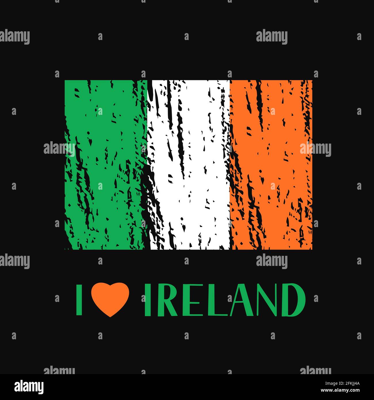 I Love Ireland lettering with heart and brush stroke Flag of Ireland ...