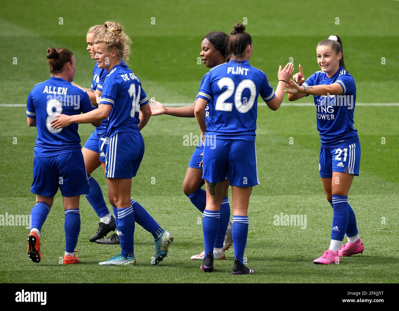 Leicester City's Hannah Cain (right) celebrates scoring their side's ...