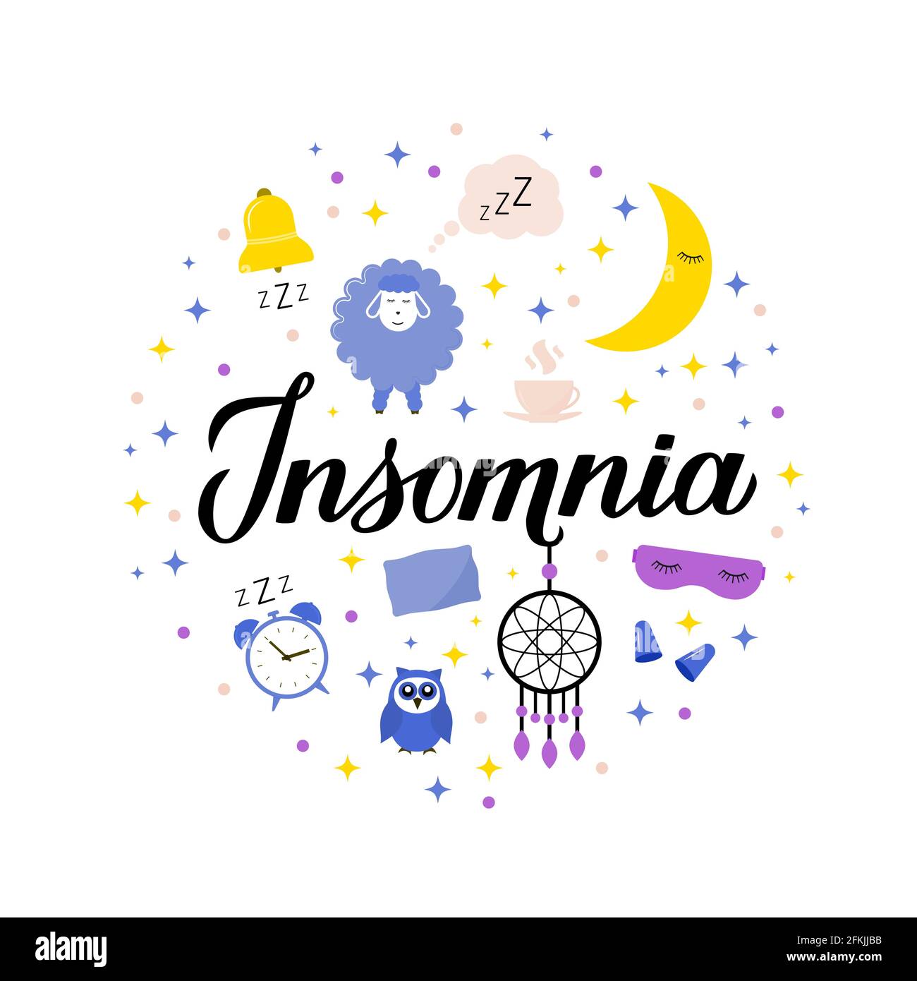 Insomnia modern calligraphy hand lettering. Sleep problems and ...
