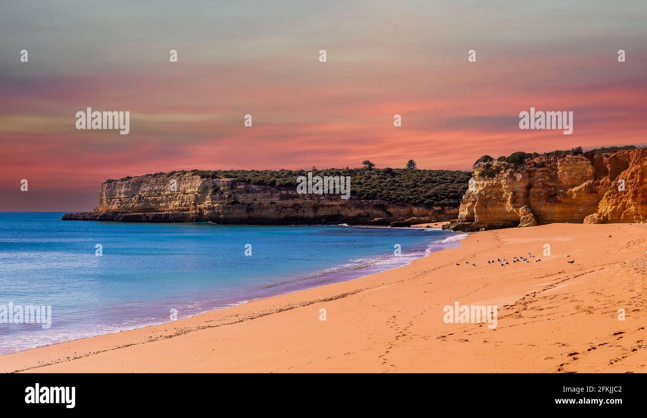 Beach and cliffs of Senhora da rocha, in Lagoa, Algarve, Portugal Stock ...