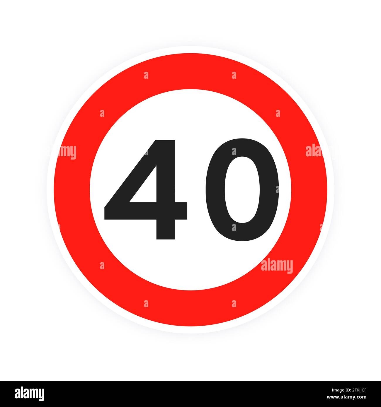Speed limit 40 round road traffic icon sign flat style design vector illustration isolated on ...