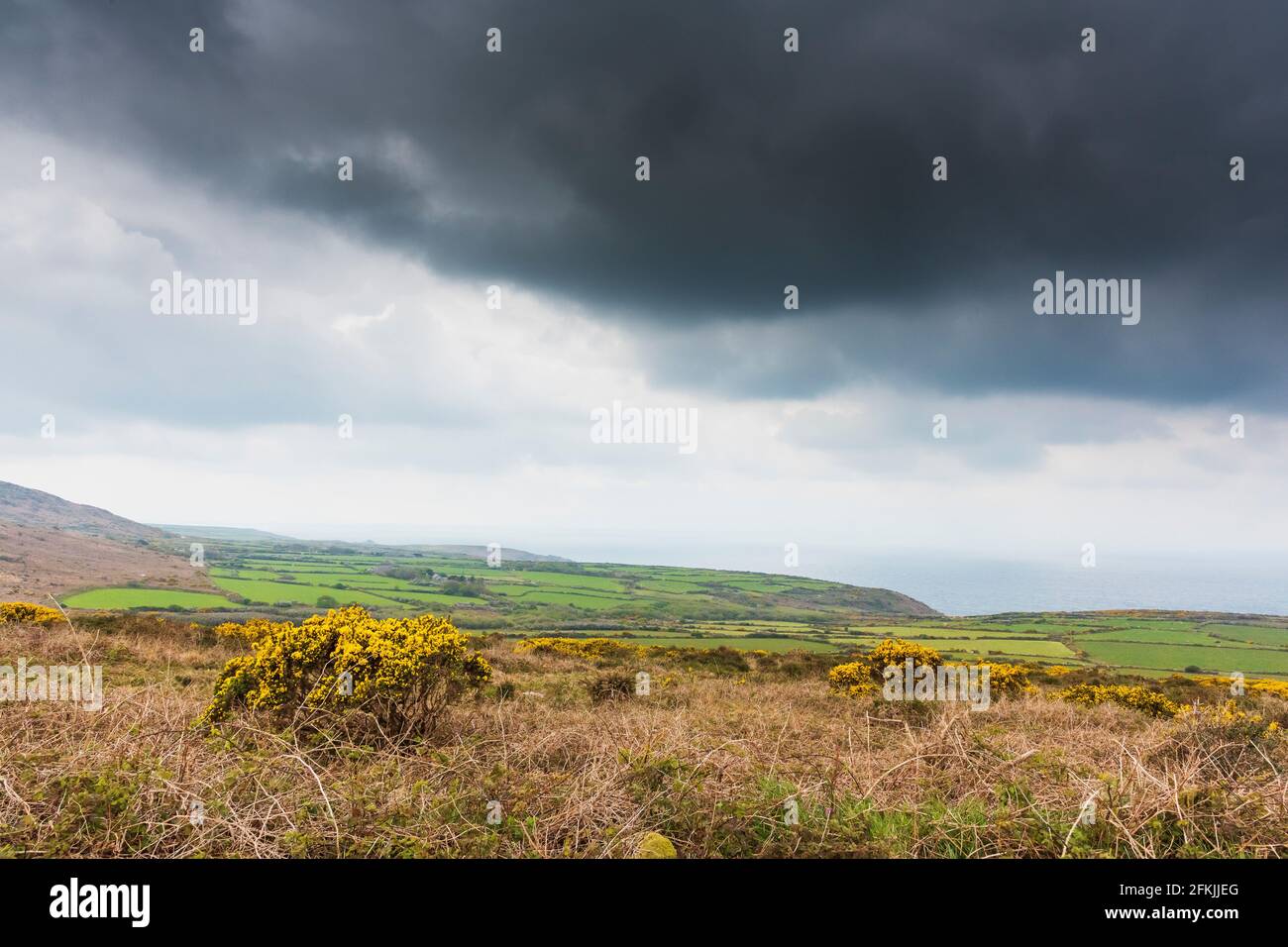 Farmland in the rugged West Penwith countryside in Cornwall Stock Photo ...