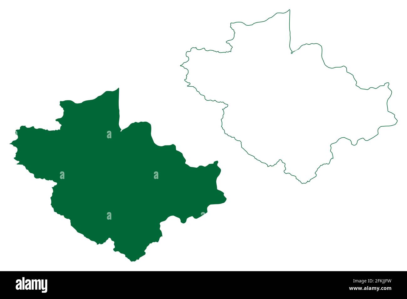 Wayanad district (Kerala State, Republic of India) map vector ...
