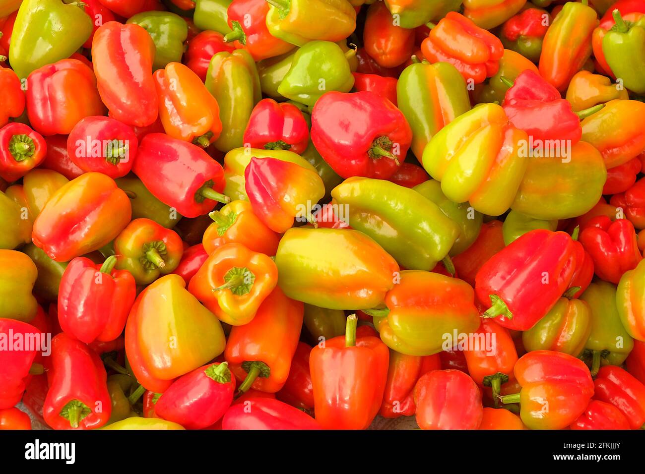 Clean eating concept. Heap of fresh organic red bell pepper at street ...