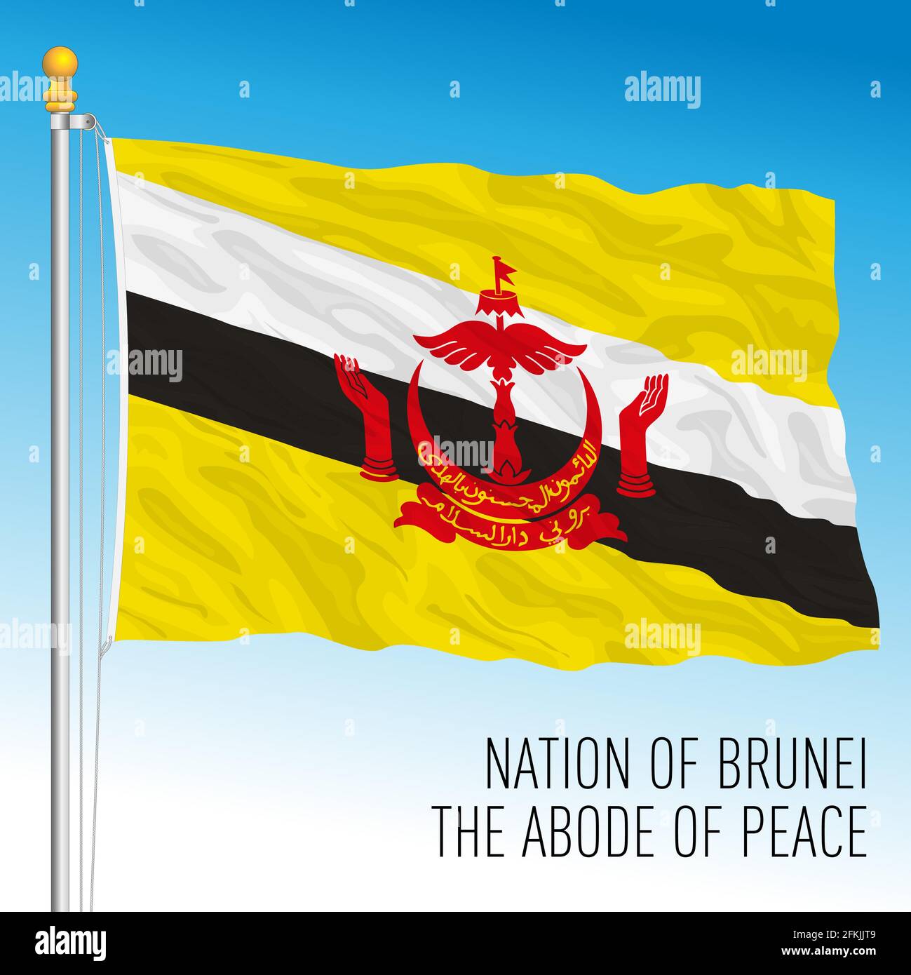 Brunei Darussalam official national flag, asiatic country, vector ...