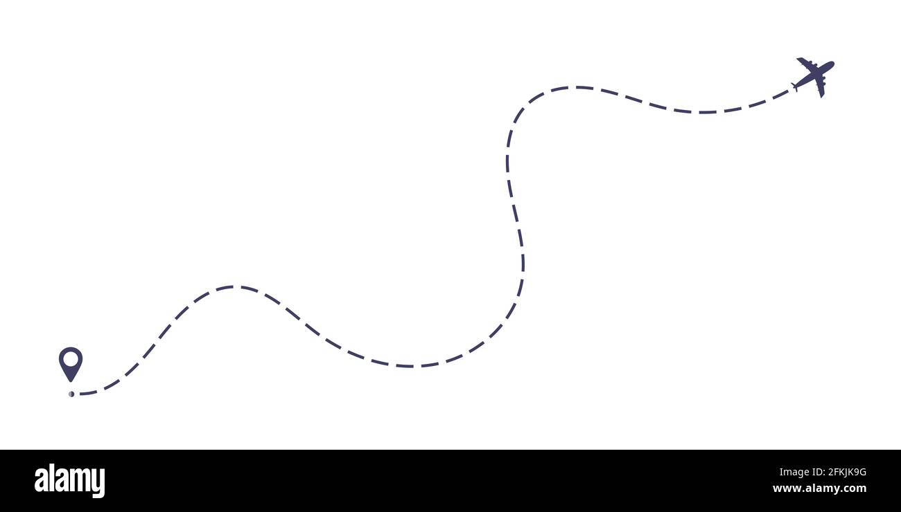 Airplane dashed line path flat style design vector illustration ...