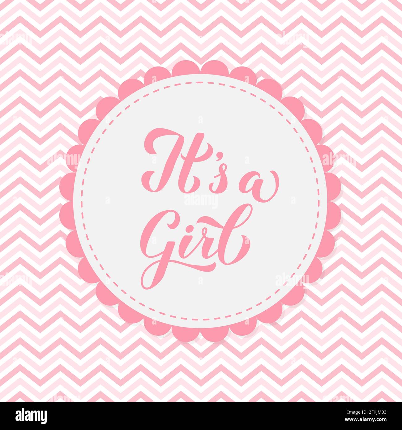 It s a girl calligraphy lettering on pink chevron background. Gender ...