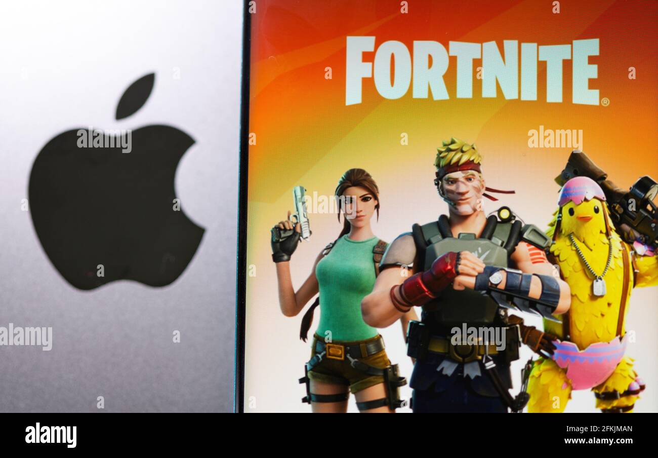 Fortnite Logo And Apple Logo High Resolution Stock Photography and ...